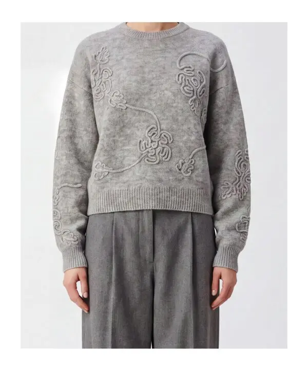 ROTATE BY BIRGER CHRISTENSEN 3d Flower Knit Crew Neck Jumper