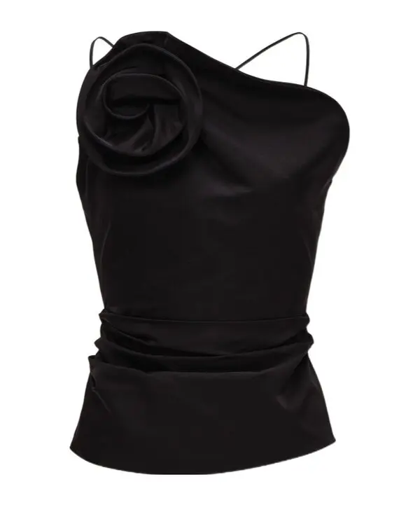 Magda Butrym Rose One-shoulder Top - Black