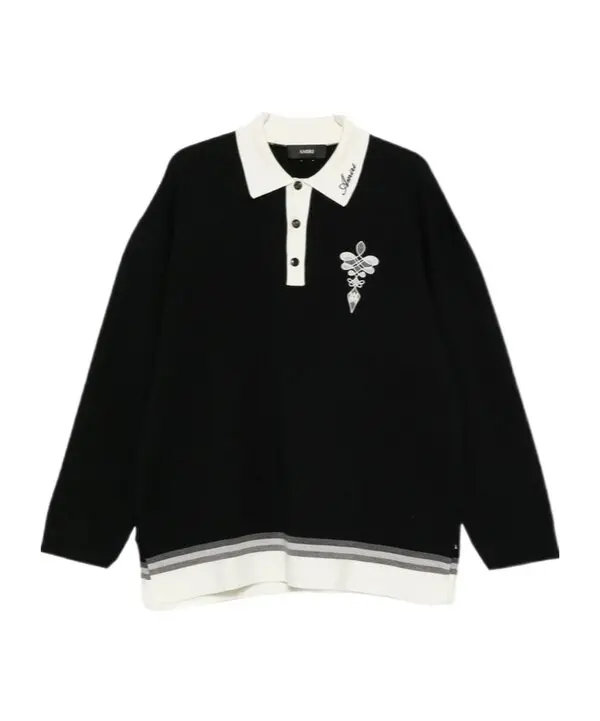 Amiri Long-sleeve Knitted Polo Shirt - Black