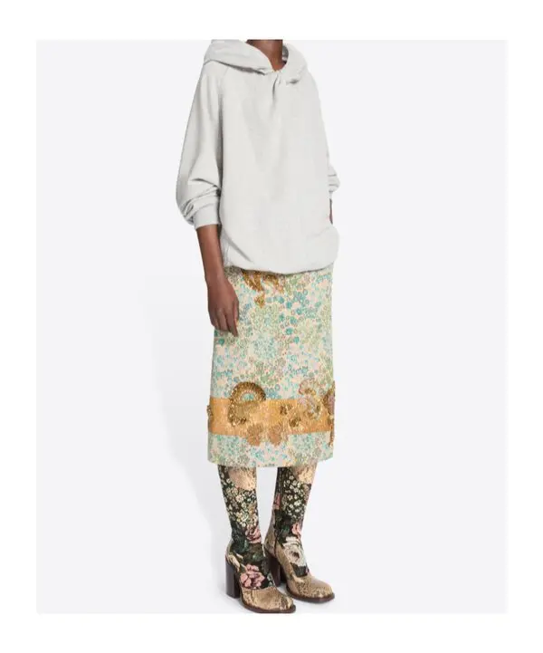 Dries Van Noten Mélange Cotton Hoodie With Knot Drape - Gray Blend