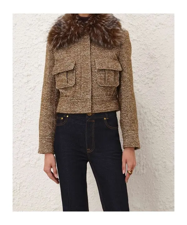 Zimmermann Valiant Faux Fur Collar Biker
