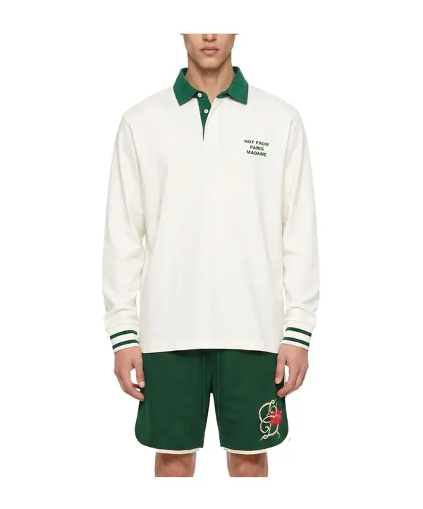 Drole De Monsieur Drôle De Slogan Long-sleeved Polo Shirt - No