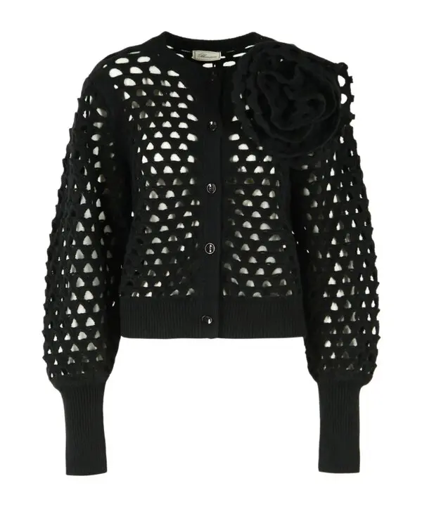 Blumarine Open-knit Cardigan - Black