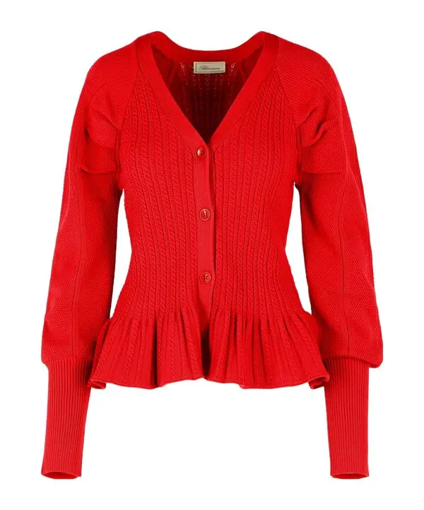 Blumarine Long-sleeve Knit Cardigan - Red