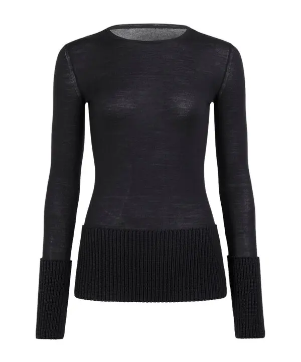Alaïa Long-sleeved Crew Neck Sweater - Black
