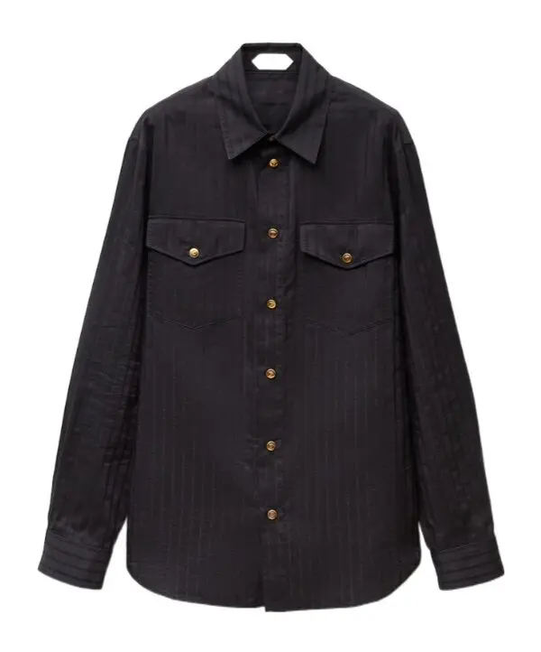 Versace Jacquard Cotton-silk Regular Shirt - Black