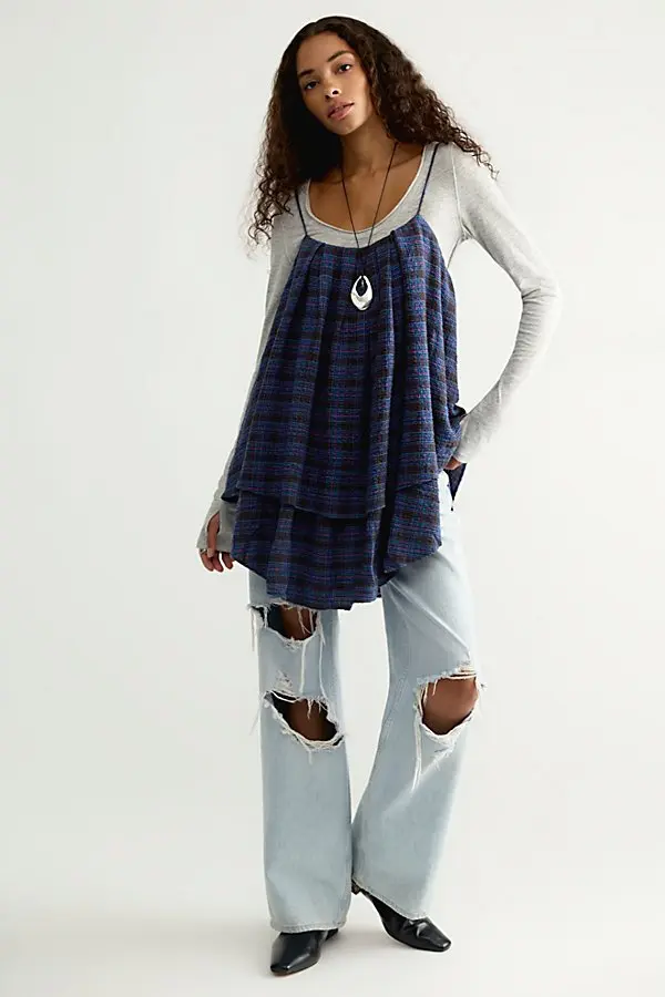 Free People Alisha Plaid Tunic