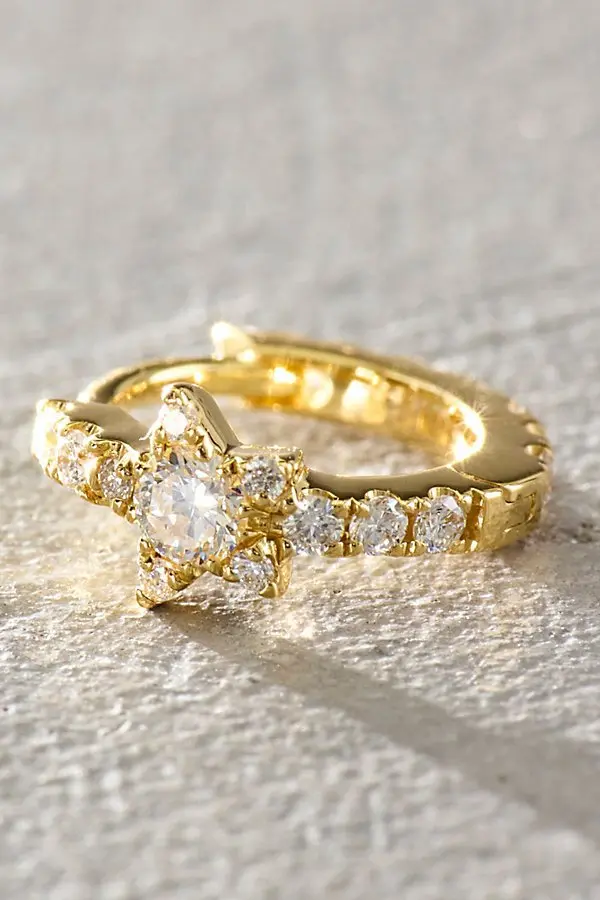 MARIA TASH Diamond Star Eternity Hoop Earring - Gold