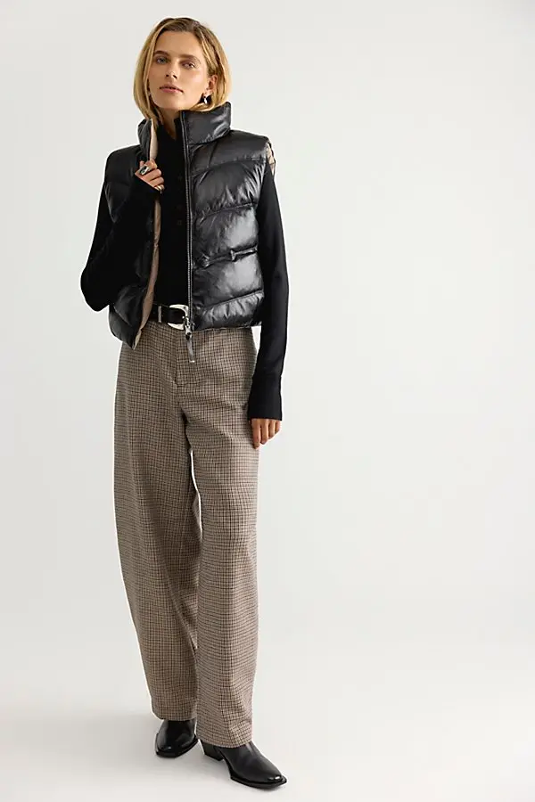 MAURITIUS LEATHER Mauritius Ellen Reversible Funnel-neck Leather Puffer Vest