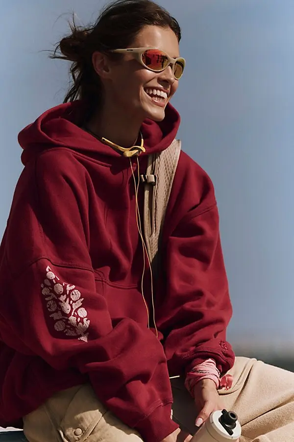 Free People Buti Sleeve Hoodie - Brick Combo