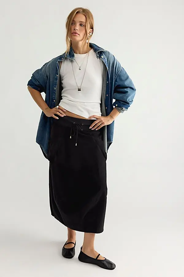 BOOM SHANKUR Cord Guru Midi Skirt