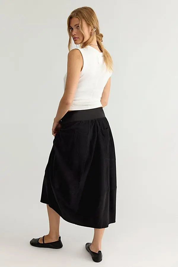 BOOM SHANKUR Cord Guru Midi Skirt