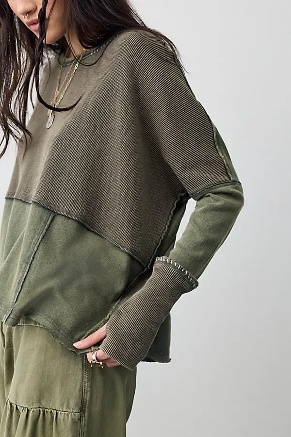 Free People We The Free Freddie Long-sleeve Tee - Moss Tree Combo