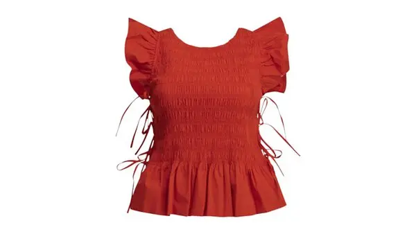 GANNI Casual Pleated Top - Red