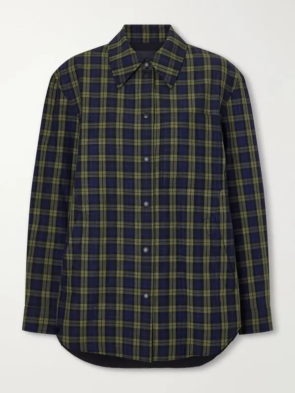 Tibi Checked Shirt Jacket - Black
