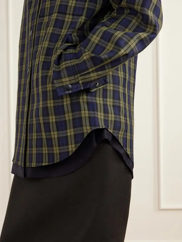 Tibi Checked Shirt Jacket - Black