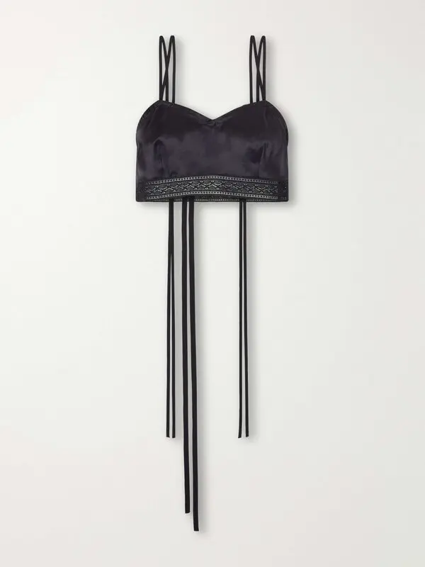 ANN DEMEULEMEESTER Xaja Lace-trimmed Silk-satin Cropped Cami - Black