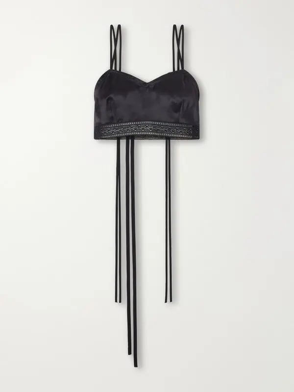 ANN DEMEULEMEESTER Lace-trimmed Cropped Cami - Black