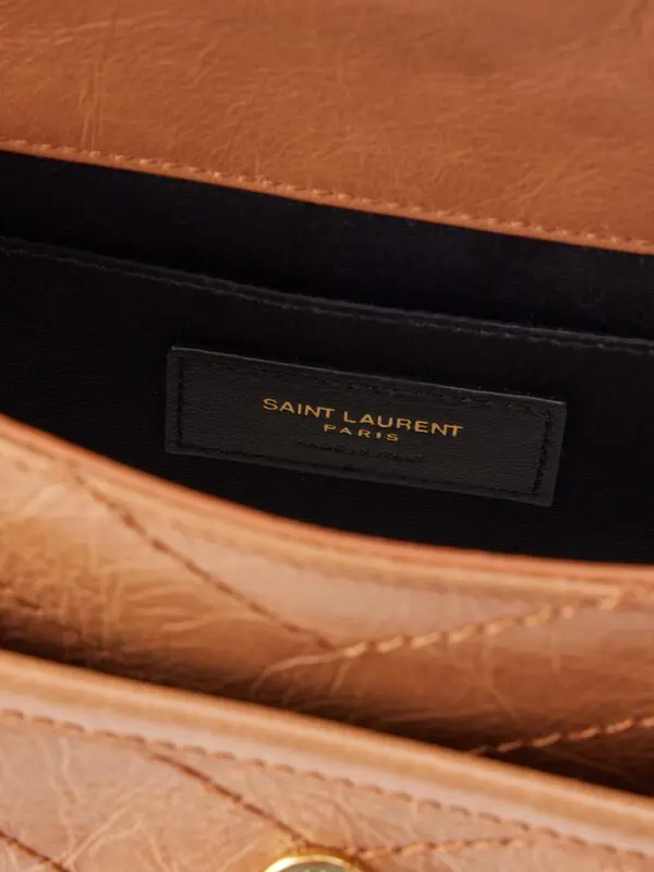 Saint Laurent Niki Mini Cassandre-embellished Shoulder Bag - Brown