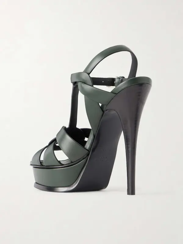 Saint Laurent Tribute Woven Patent-leather Platform Sandals