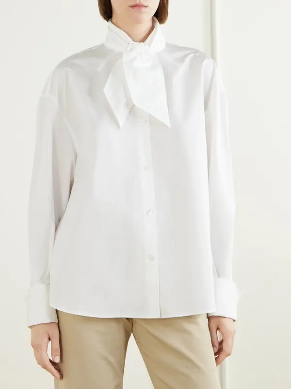 Marni Cotton Poplin Shirt With Scarf Detail - White