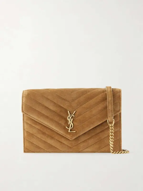 Saint Laurent Cassandre Envelope Matelassé Suede Shoulder Bag