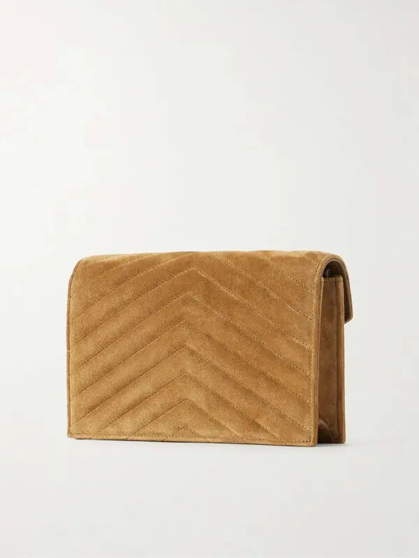 Saint Laurent Cassandre Envelope Matelassé Suede Shoulder Bag