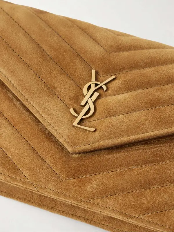 Saint Laurent Cassandre Envelope Matelassé Suede Shoulder Bag