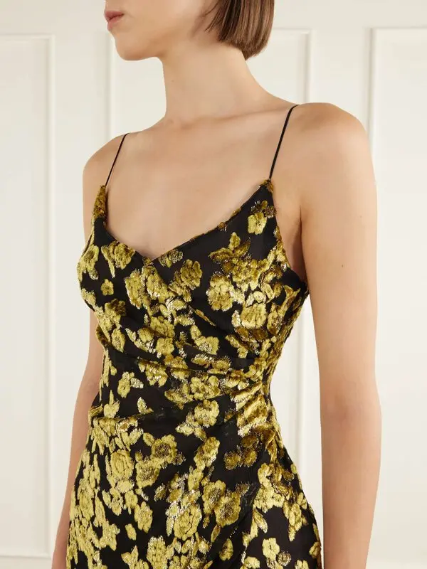 Balmain Gathered Velvet-jacquard Mini Dress
