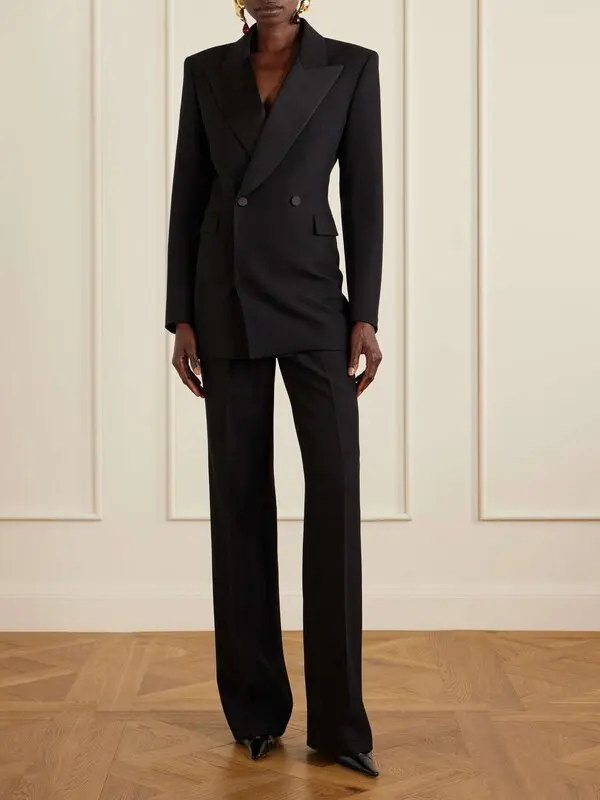 Saint Laurent Pleated Wool-crepe Wide-leg Pants