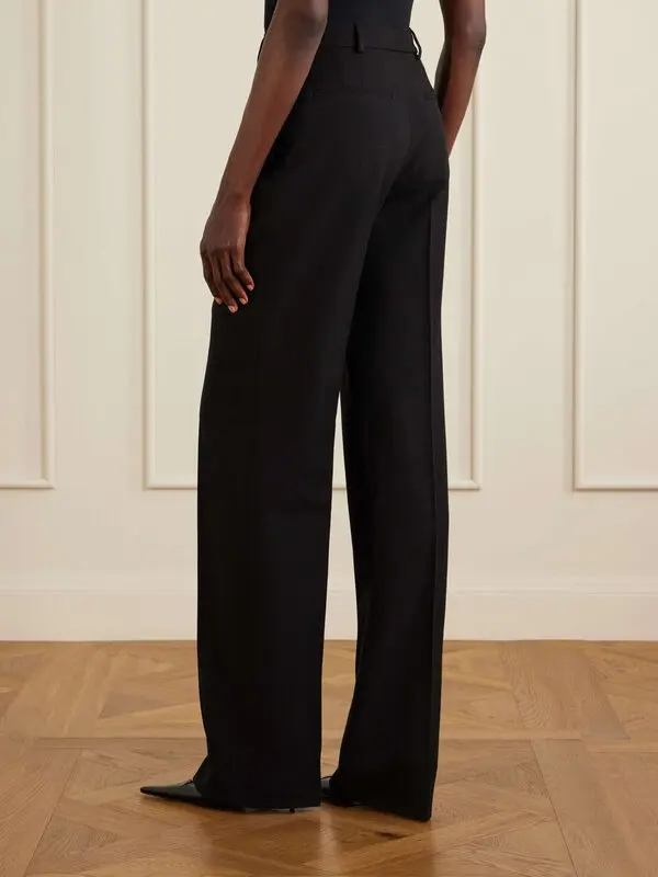 Saint Laurent Pleated Wool-crepe Wide-leg Pants