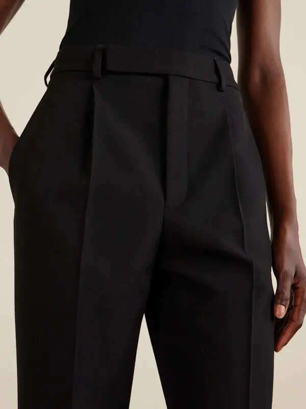 Saint Laurent Pleated Wool-crepe Wide-leg Pants