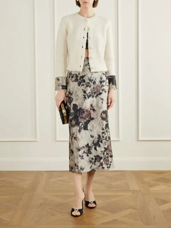 Erdem Satin-trimmed Wool And Alpaca-blend Cardigan