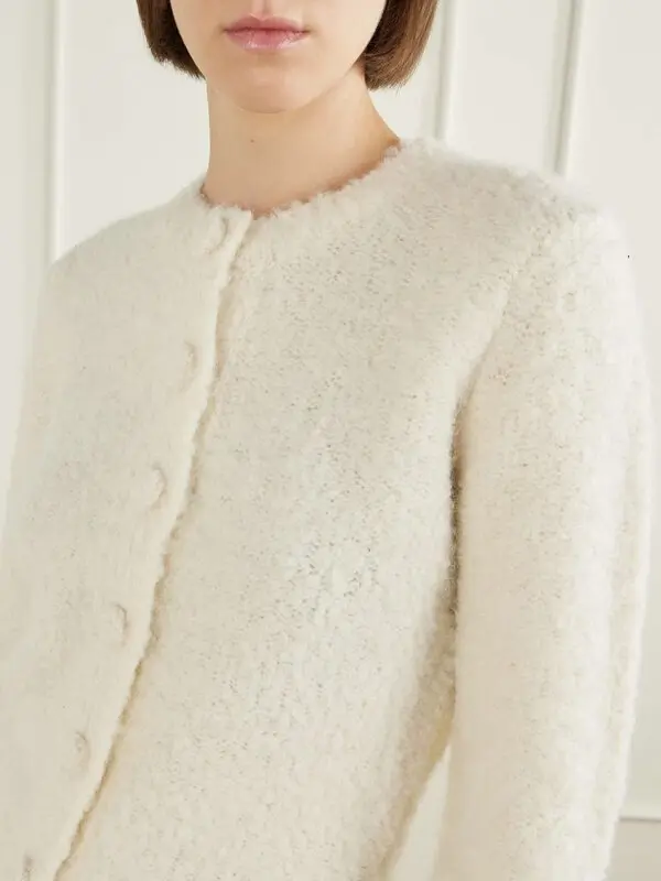 Erdem Satin-trimmed Wool And Alpaca-blend Cardigan
