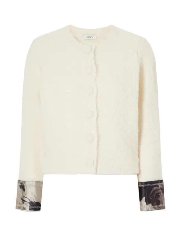Erdem Satin-trimmed Cardigan - Neutrals