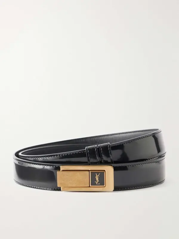 Saint Laurent Logo-detailed Leather Belt - Black