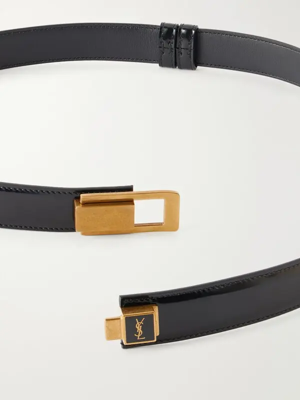 Saint Laurent Logo Detailed Leather Belt