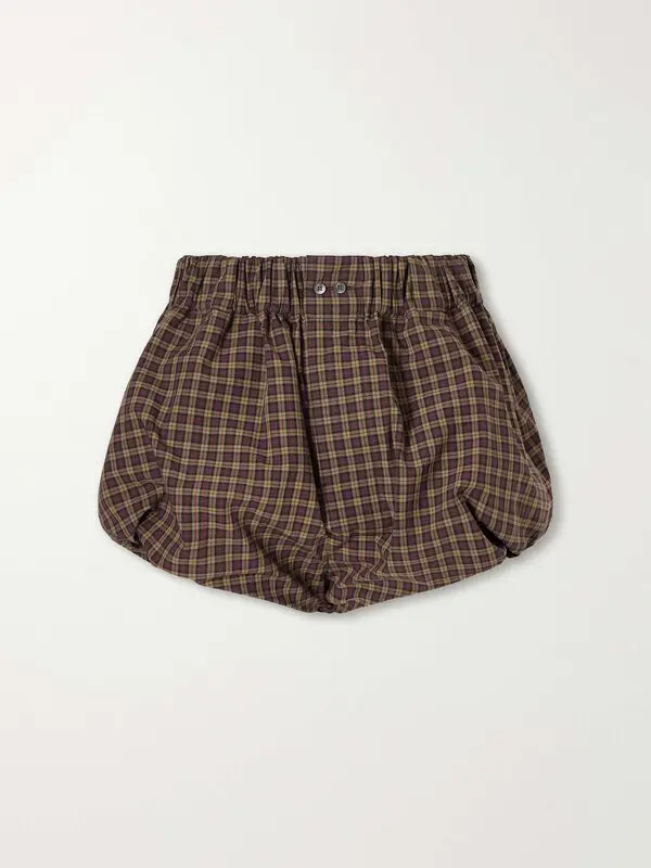 Marni Checked Cotton Mini Shorts - Brown