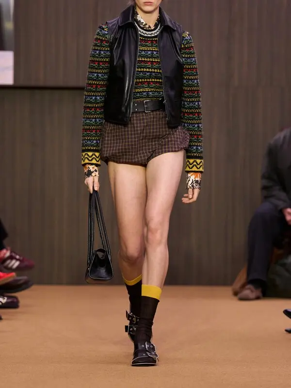 Marni Checked Cotton Mini Shorts - Brown