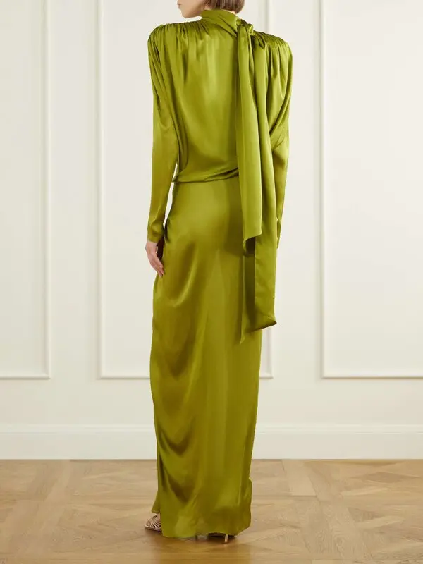 Balmain Draped Silk-charmeuse Maxi Dress
