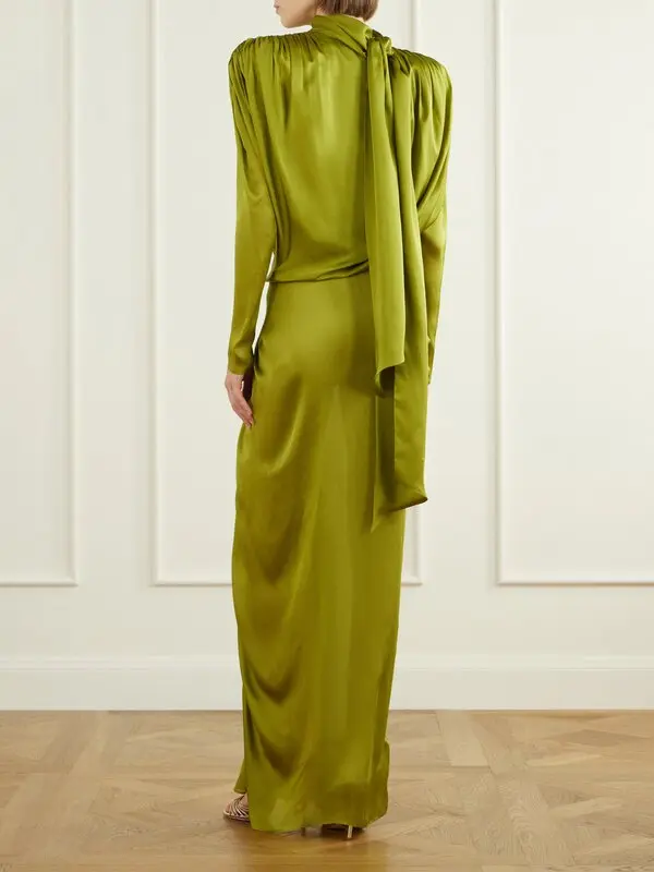 Balmain Draped Silk-charmeuse Maxi Dress