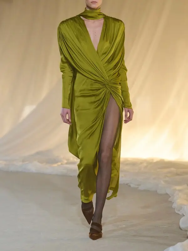 Balmain Draped Silk-charmeuse Maxi Dress