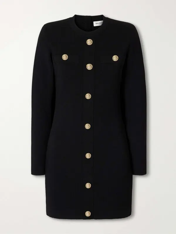 Balmain Knitted Mini Dress - Black