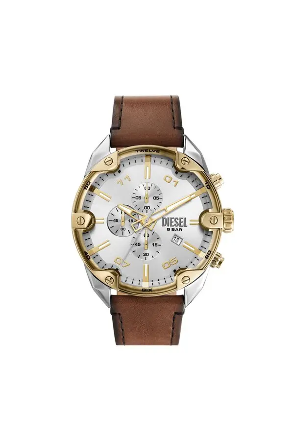 DIESEL® Chronograph Leather Strap Watch - Brown