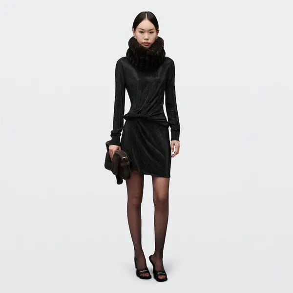 Alexander Wang Crystal Twist Boatneck Dress - Black