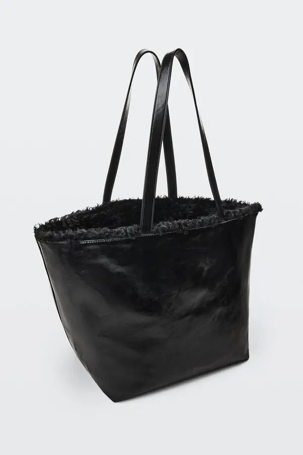 Alexander Wang Oversized Shearling Trimmed Leather Tote