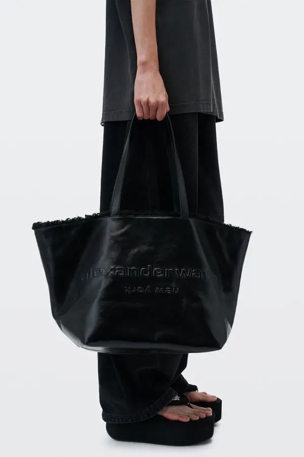 Alexander Wang Oversized Shearling Trimmed Leather Tote