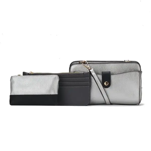 MKF COLLECTION - J'OMOR Muriel Crossbody Bag & Card Holder Set Pewter - Silver