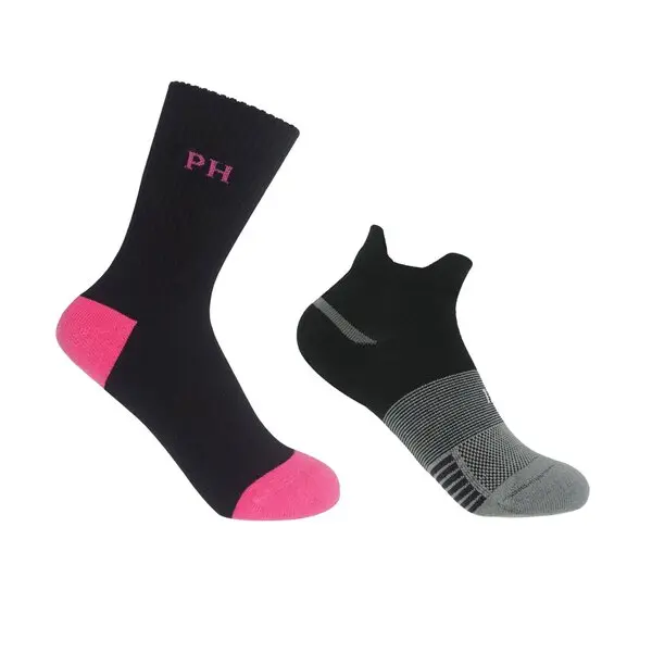 PEPER HAROW - MADE IN ENGLAND Reversible Luxury Sports & Dual Trainer Walking Socks Bundle - Black