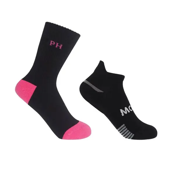 PEPER HAROW - MADE IN ENGLAND Reversible Luxury Sports & Aero Trainer Gym Socks Bundle - Black